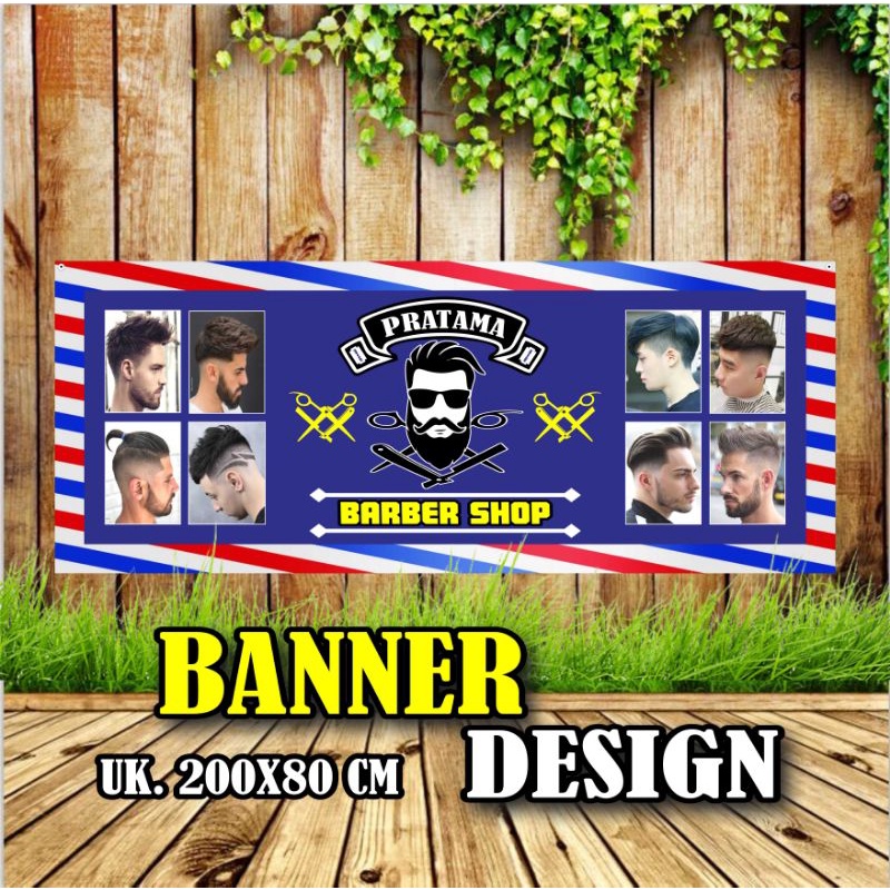 Jual Banner Spanduk Pangkas Rambut Barbershop Model Biru Tua Keren ...