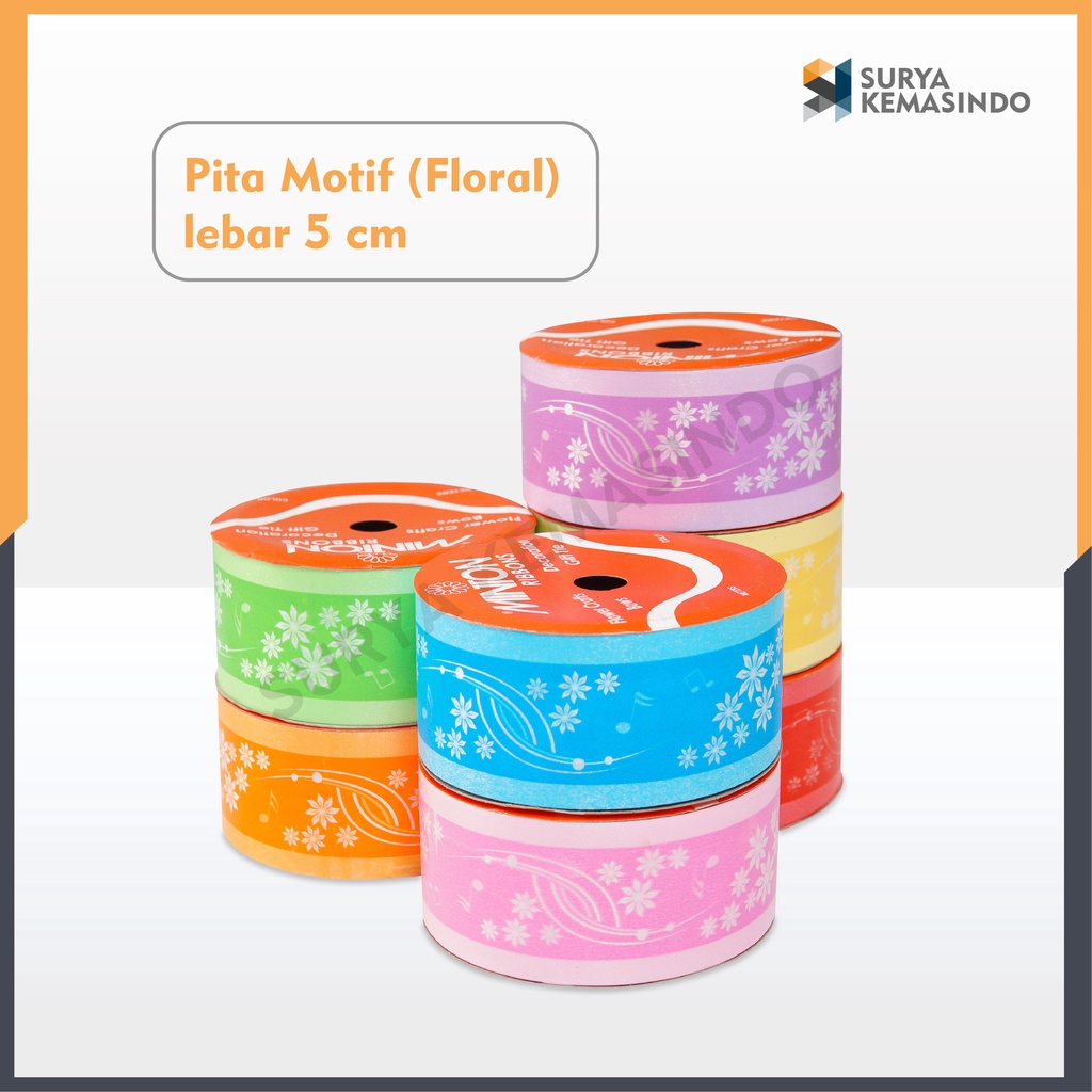 Jual Pita Floral Motif ( 2" / 5 cm ) Per Roll pita/pitakado/pitamotif ...