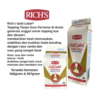 Jual Rich Gold Label whipping cream 500 gram 907 gram | Shopee Indonesia