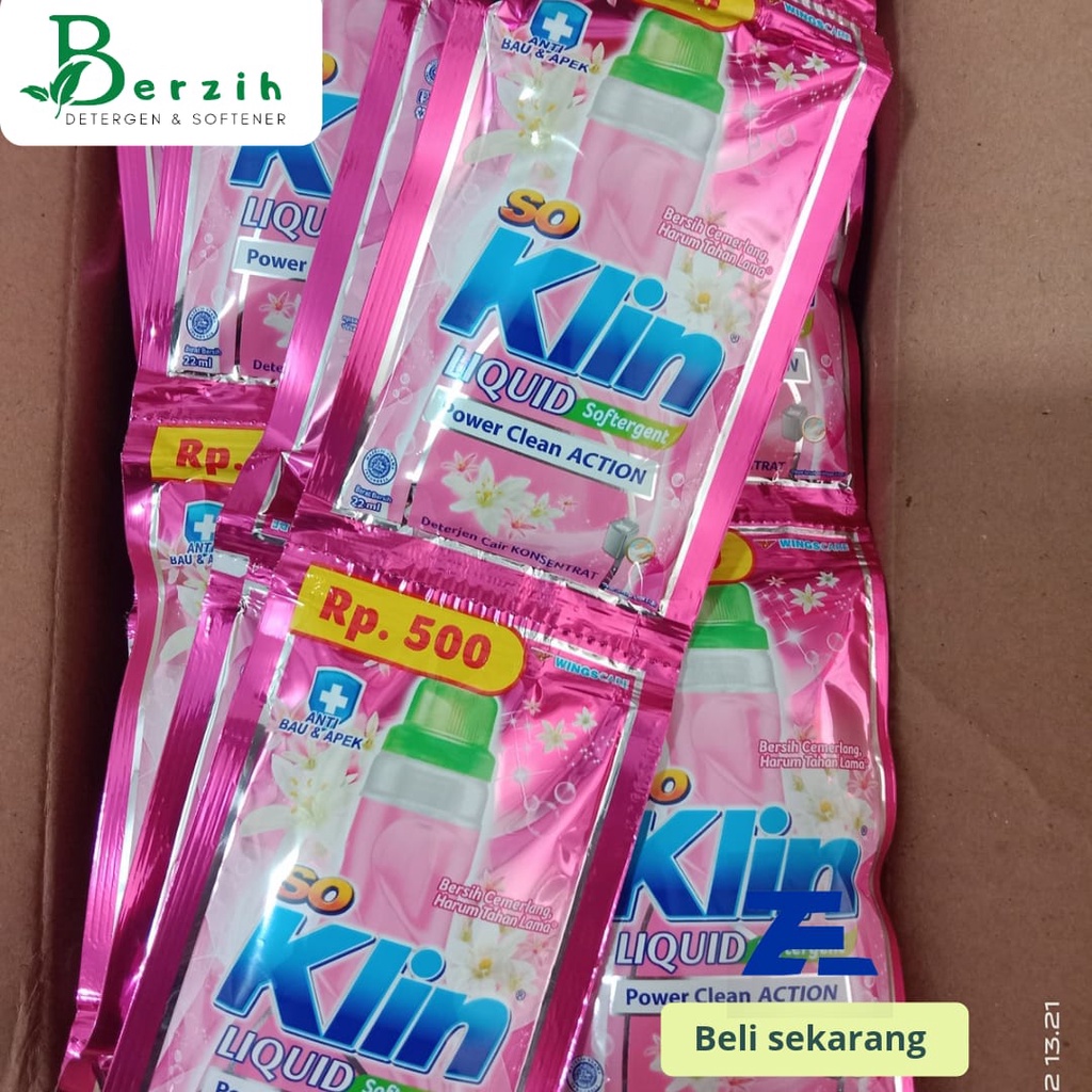 Jual Soklin Cair So Klin Liquid Detergen Renceng 22ml isi 10+2 Sachet Pink Softergent | Shopee ...