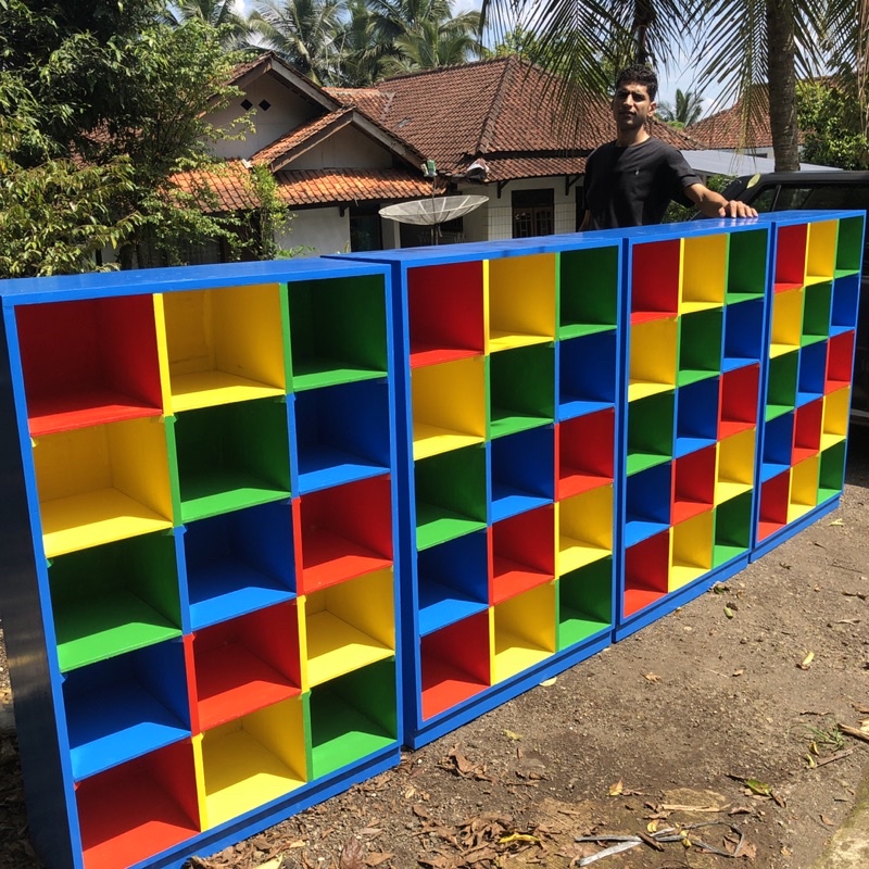 Jual loker Rak penyimpanan kids storage box lemari penyimpan multicolor ...