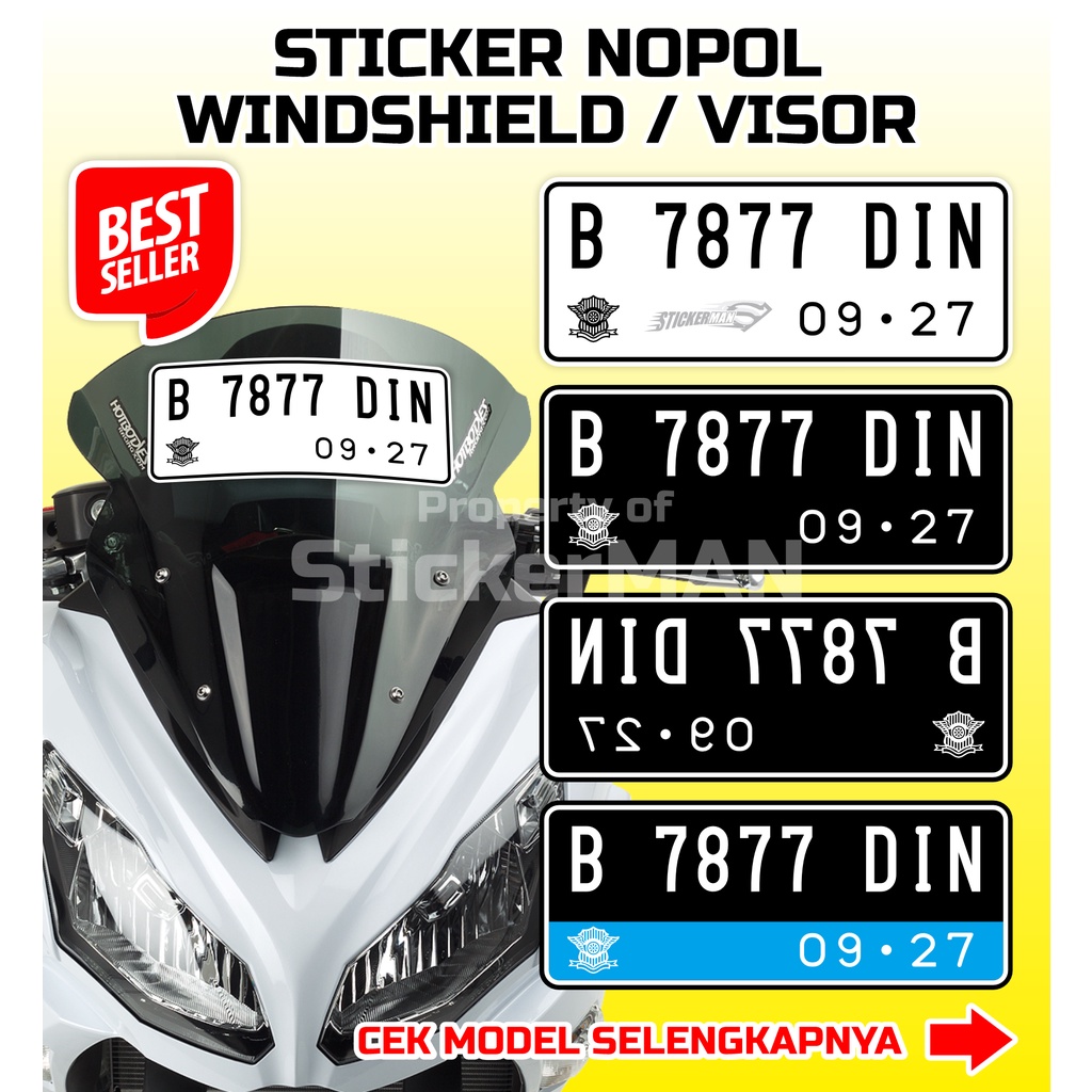 Jual STIKER PLAT NOMOR UNTUK WINDSHIELD Atau VISOR MOTOR | Shopee Indonesia