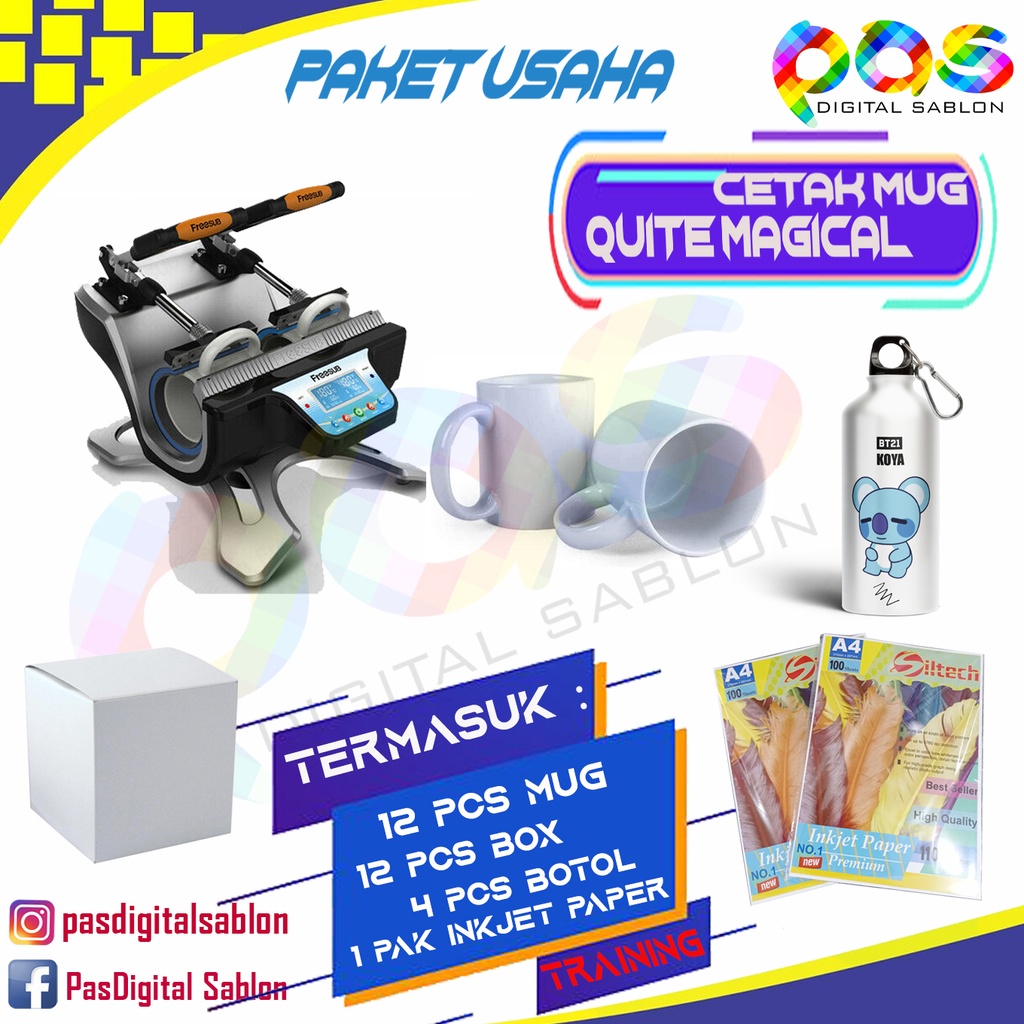 Jual Paket Usaha Cetak Press Mug 2 IN 1 (MESIN PRESS MUG 2 IN 1,INKJET ...