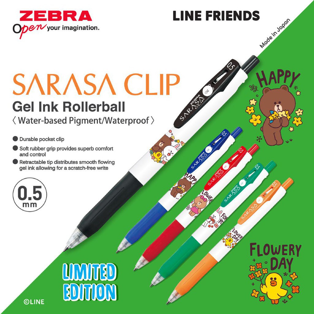 Jual Pena Zebra Sarasa Line Friends Limited Edition 0.5 Gel Pen Pena ...