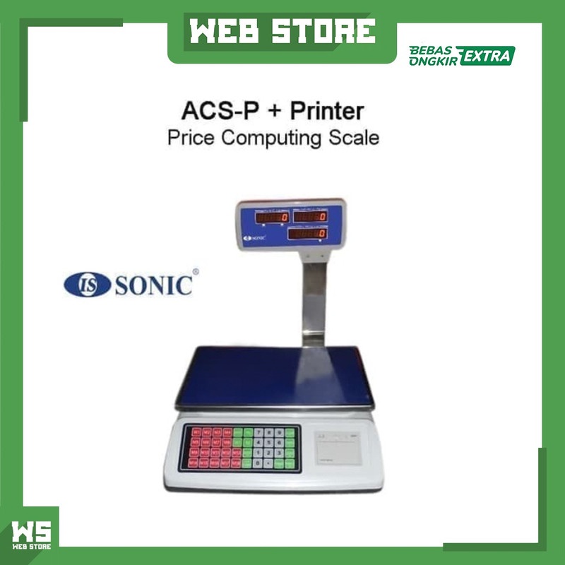 Jual Timbangan Digital 30kg Meja Buah Supermarket Printer Harga Sonic ACS-P | Shopee Indonesia