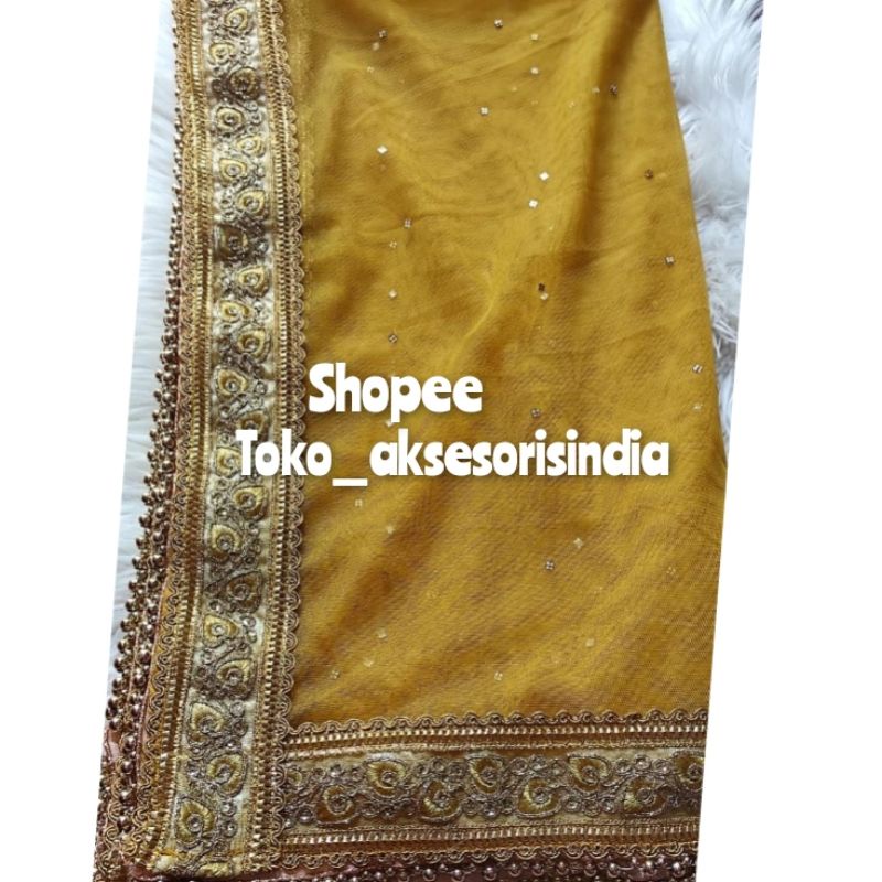 Jual slayer india gold cerah/selendang india gold/dupatta | Shopee ...