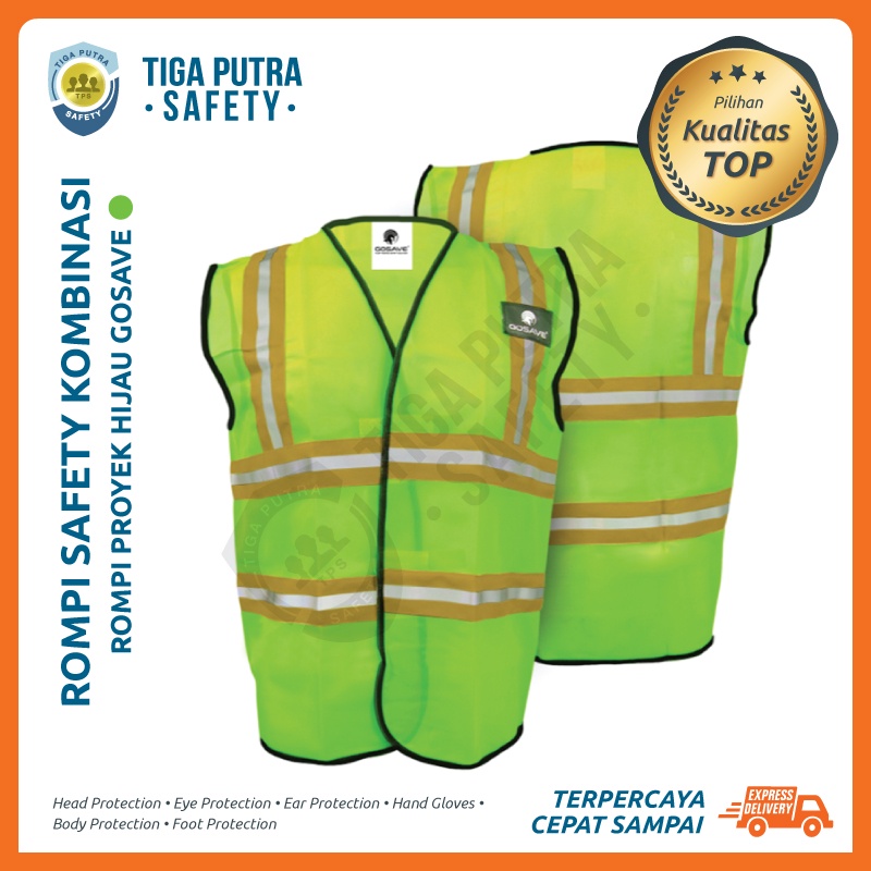 Jual Rompi Safety Proyek Hijau / Safety Vest Kombinasi Scotlight Gosave ...