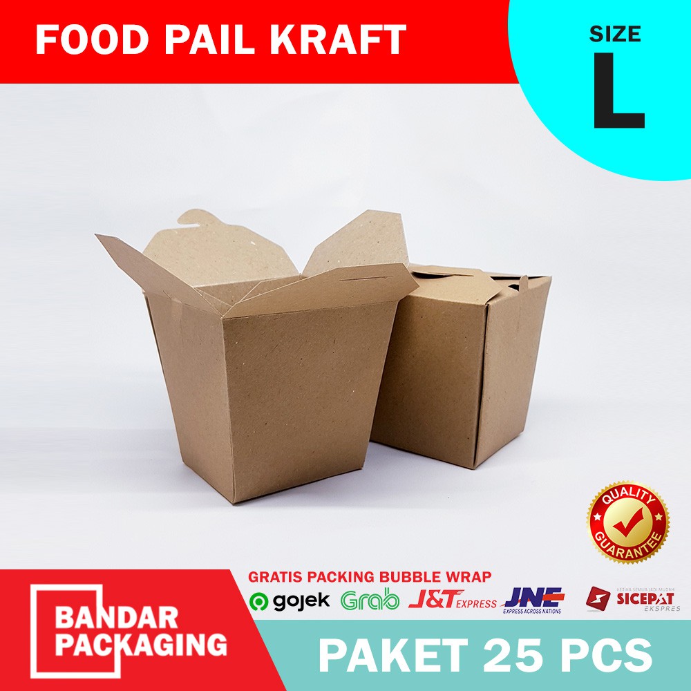 Jual Food Pail Box Craft Ukuran L 25 Pcs Kemasan Dus Rice Box | Shopee ...