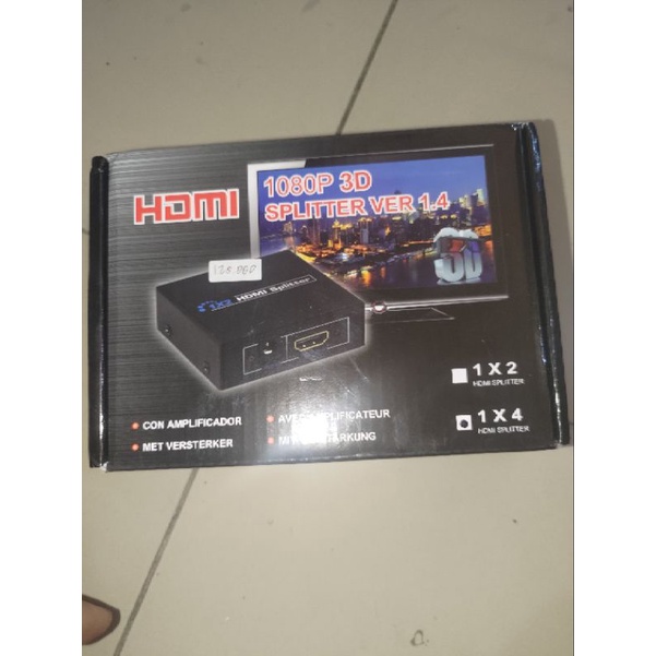 Jual HDMI Splitter 4 Port Hub Full Video 1 input HDMI to 4 outpot HDMI ...