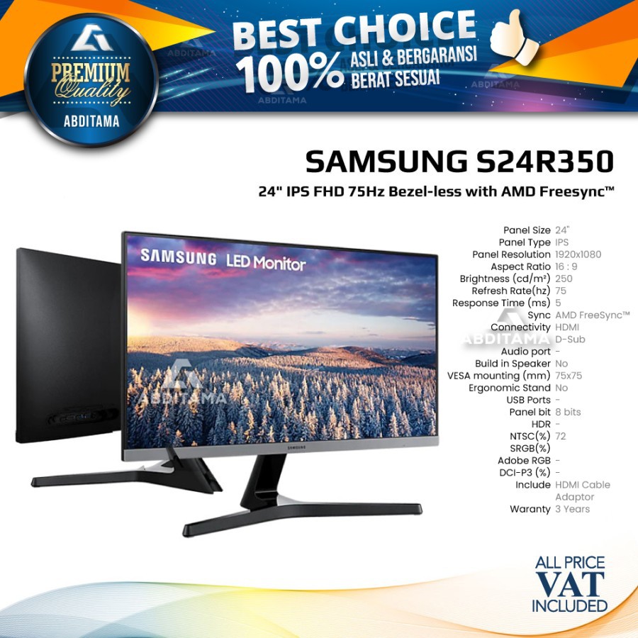 Monitor LED Samsung S24R350 24" IPS 75hz HDMI VGA FreeSync | Shopee ...