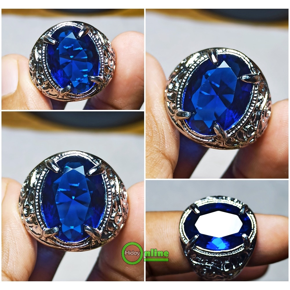 Jual BATU PERMATA KING SAFIR ROYAL BLUE OVAL CUTTING SUDAH RING ...