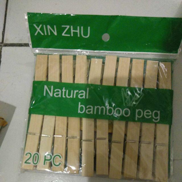 Natural Bamboo Peg / Jepitan Jemuran Bambu (20pcs) | Shopee Indonesia