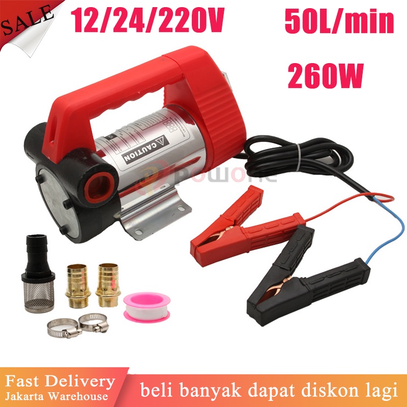 Jual Portable Car Diesel Transfer Pump 50L/Min Electric Fuel Oil Pump 12V 260W Pompa pompa air ...