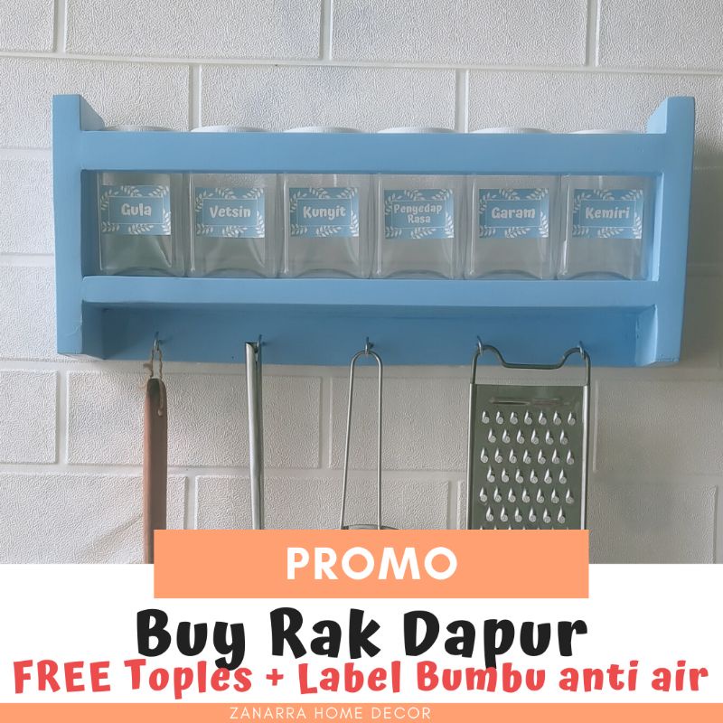 Jual Rak Bumbu Dapur Gantung Warna Biru Muda free toples bumbu ada ...