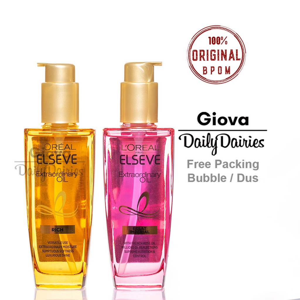 Jual Loreal extraordinary hair oil 100ml droplet elseve pink gold serum ...