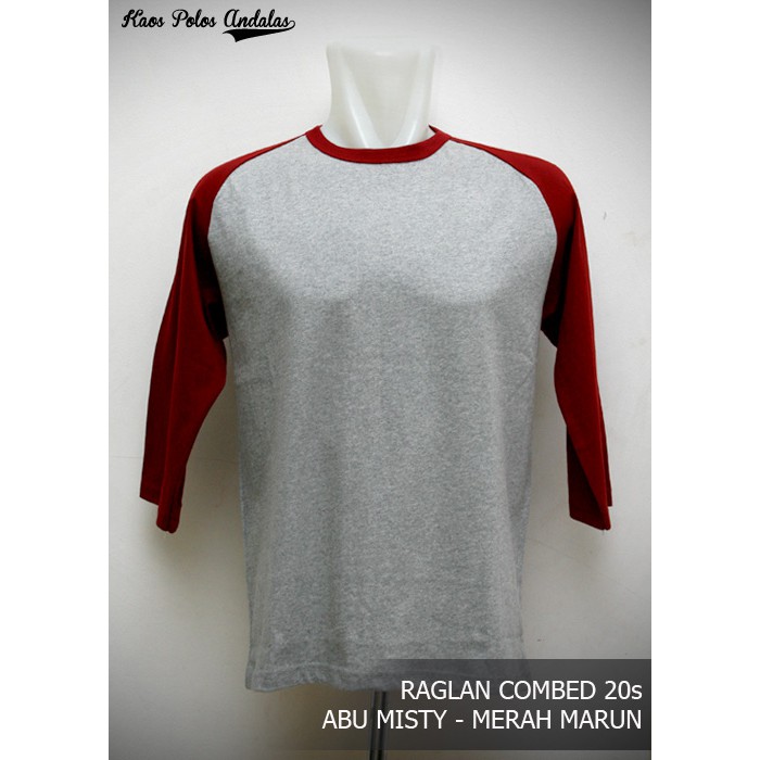Jual Kaos Polos Cotton Combed 20s Raglan 3/4 Abu Misty - Merah marun | Shopee Indonesia