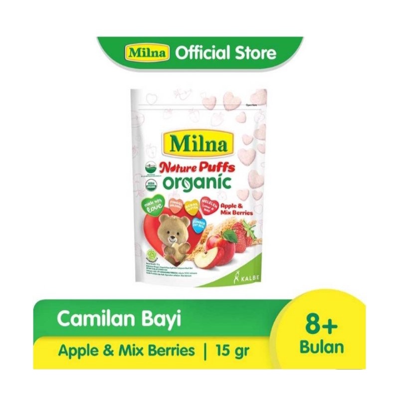 Jual Milna Nature Puffs Organic Apple & Mix Berries / banana 15 g ...