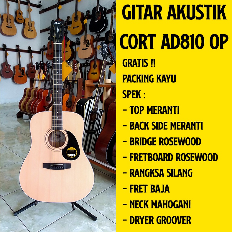 Jual Gitar Akustik Elektrik model Cort AD 810 OP Natural Doff | Shopee ...