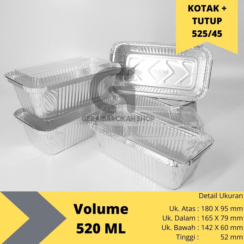 Jual Alumunium Foil 525/45 + Tutup Mika OIV 520 Cup Aluminium Foil Tray Persegi Panjang | Shopee ...