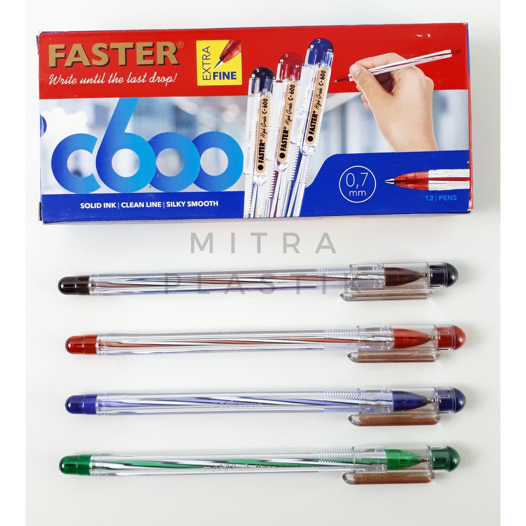 Jual Pulpen Faster C600 Ballpoint 0,7 mm Extra Fine Hitam | Shopee ...