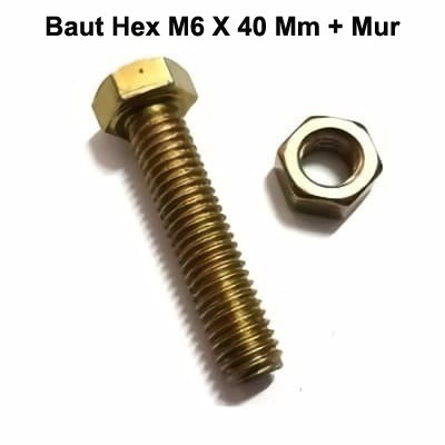 Jual Baut Hex M6 x 40 mm + Mur Kuning | Shopee Indonesia