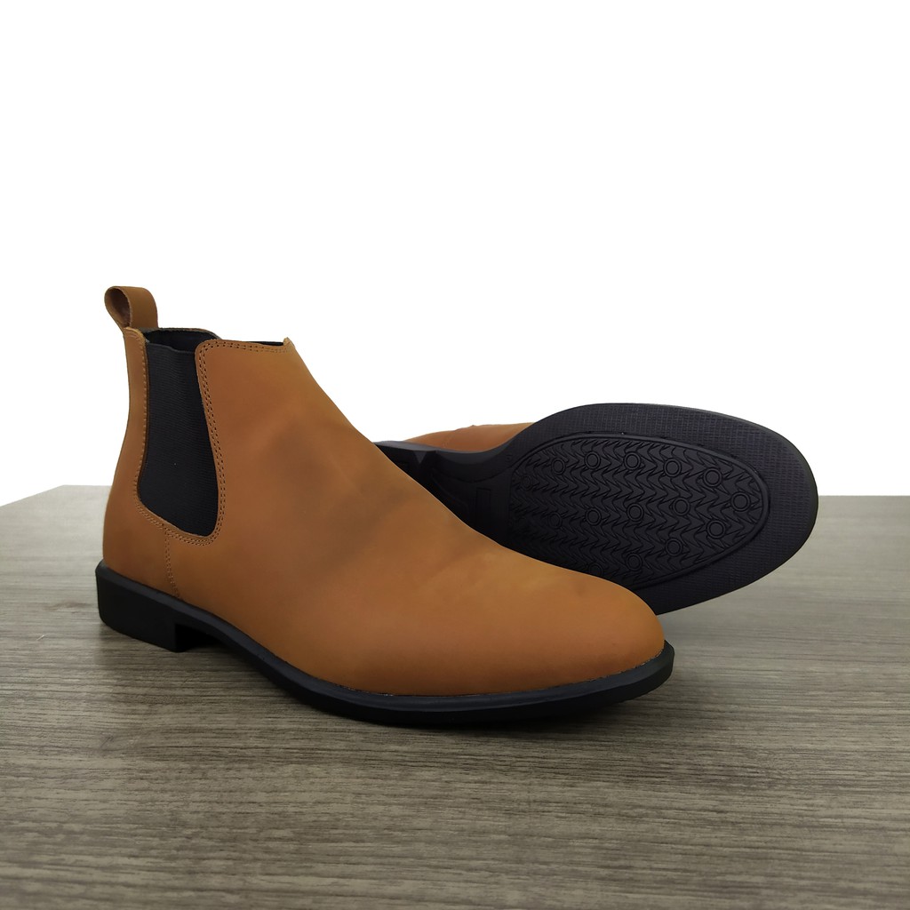 Sepatu Pria Boots Klasik Kulit AKEEL CHELSEA TAN | Shopee Indonesia