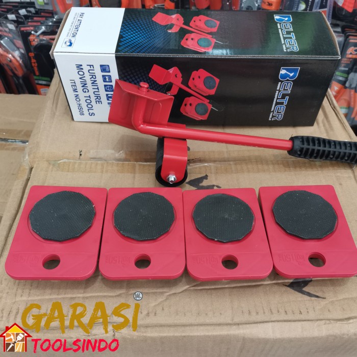 Jual Moving tools 4 roda plus pengungkit alat geser lemari alat pindah ...