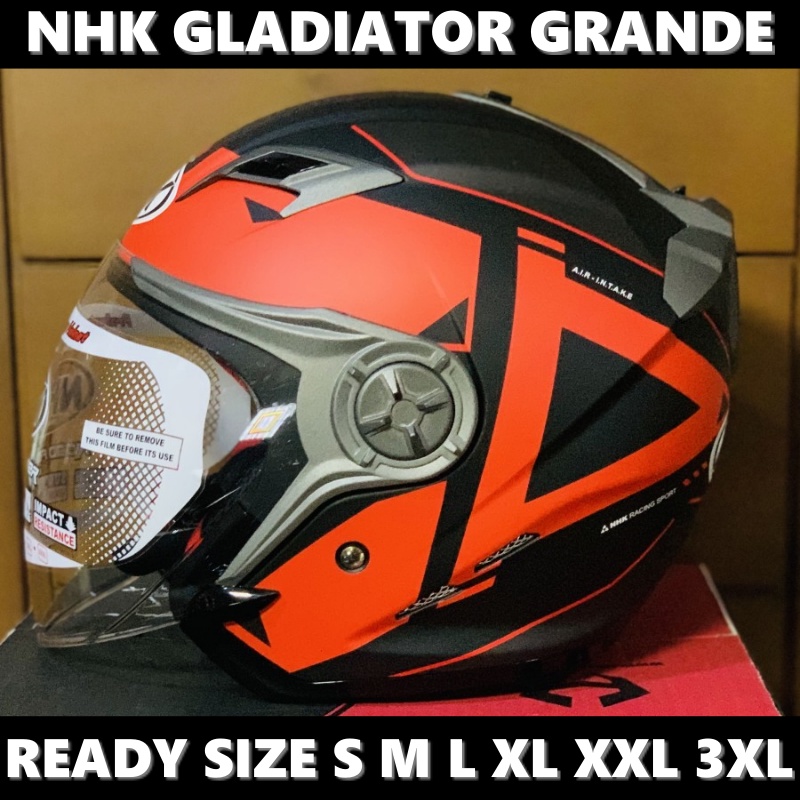 Jual Helm NHK Gladiator Grande Black Red Doff Hitam Merah Dop Double ...