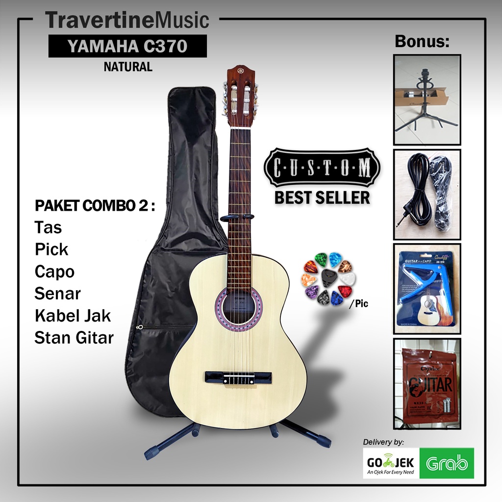 Jual Gitar Akustik classic klasik senar nilon Yamaha C370 custom | Shopee Indonesia