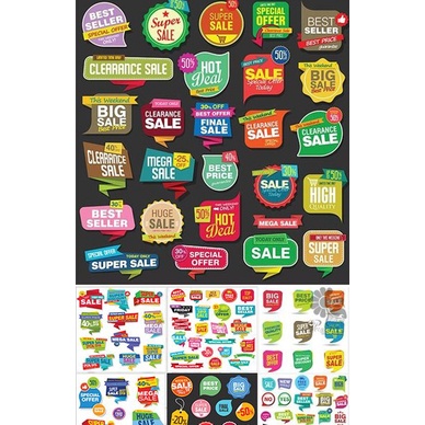 Jual Stickers And Tags Colorful Vector Collection | Shopee Indonesia