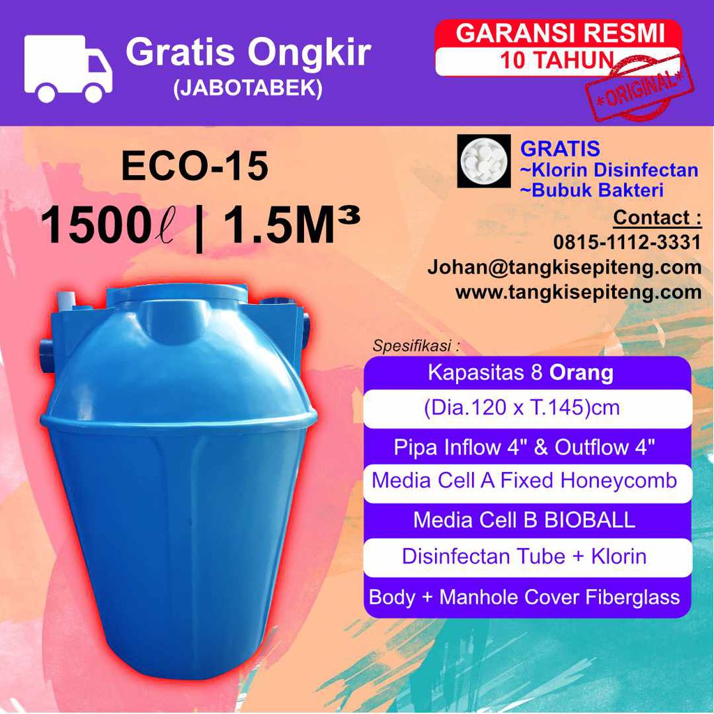 Jual Vertikal BIOTANK 1500 Liter - Vertikal Septic Tank Bio | Shopee ...