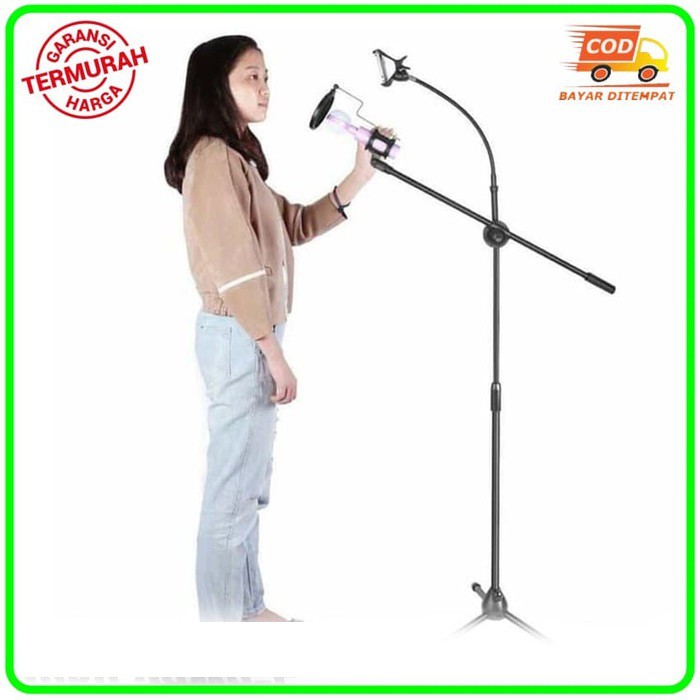 Jual Stand Mic 2 fungsi HOLDER Microphone & Smartphone 2in1 boom ...