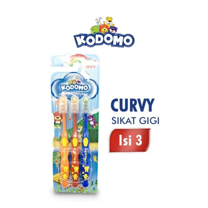 Jual KODOMO Toothbrush Kids - Curvy (isi 3pc) | Shopee Indonesia