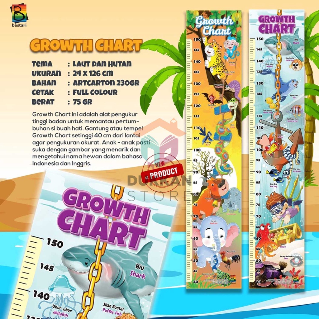 Jual Alat Peraga Edukatif - Growth Chart Tema Binatang - Alat Ukur ...