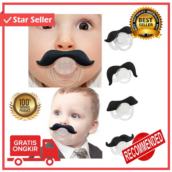 Jual PROMO Dot Empeng Bayi bentuk Kumis lucu / empeng bayi karakter ...