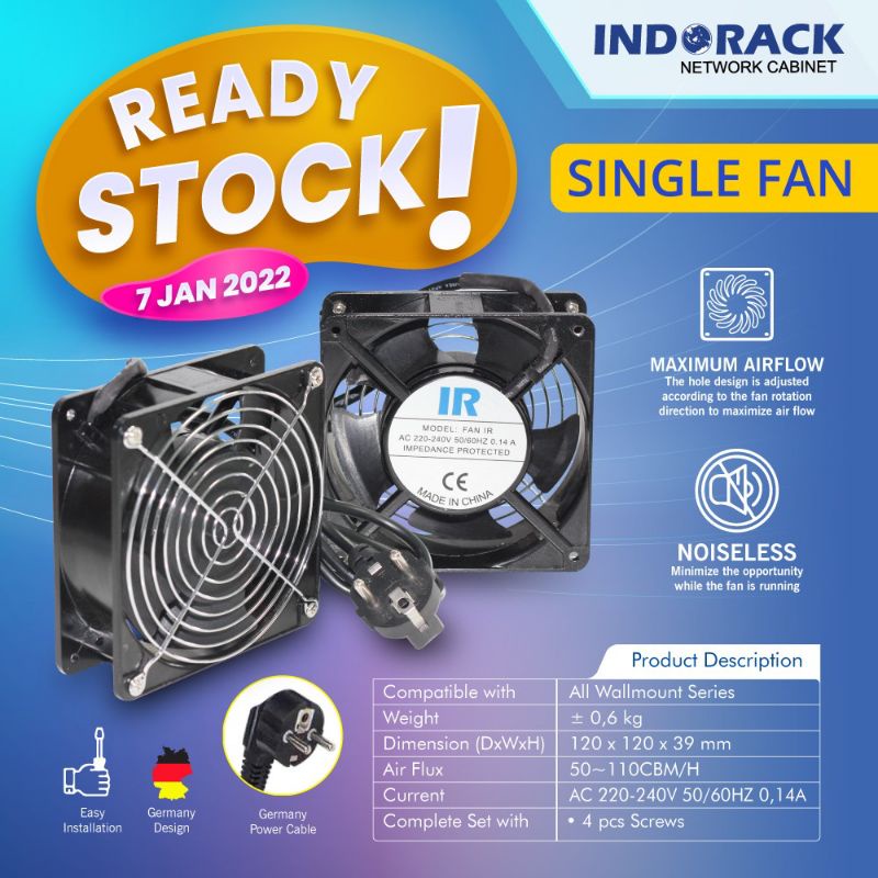 Jual SINGLE FAN 12 x 12cm INDORACK for Wallmount Rack Rak Server 12x12 ...