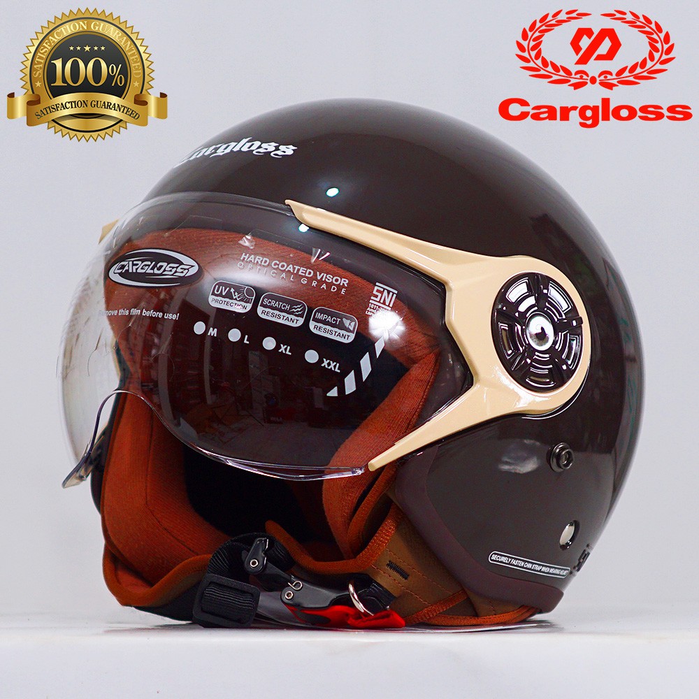 Jual Helm Cargloss Hijab YRH Espresso Brown Half Face | Shopee Indonesia