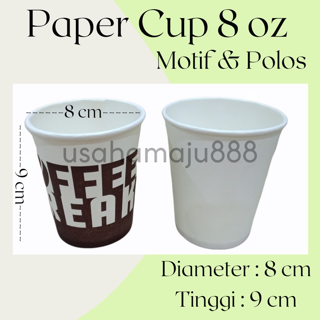 Jual Paper Cup 8oz Motif Polos / Cup Coffee 8 oz/ Gelas Kertas Kopi - 50pcs | Shopee Indonesia