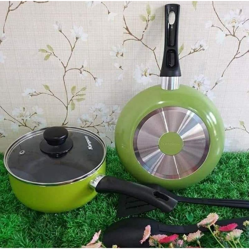 Jual Panci Teflon Set Ekonomis / Kangaroo Emerald | Shopee Indonesia