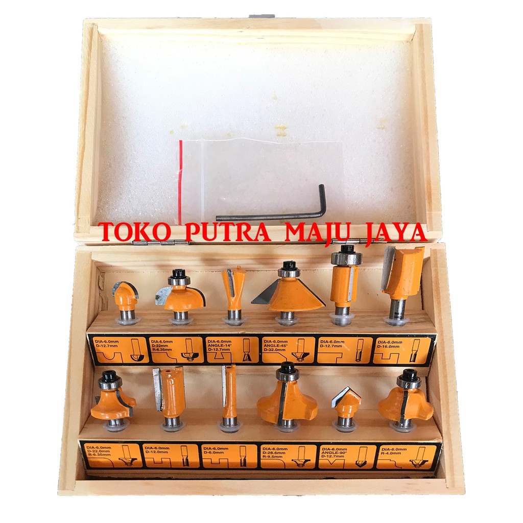 Jual MATA PROFIL KAYU MATA ROUTER MATA TRIMMER SET 12PCS INGCO AKRT1201 ...