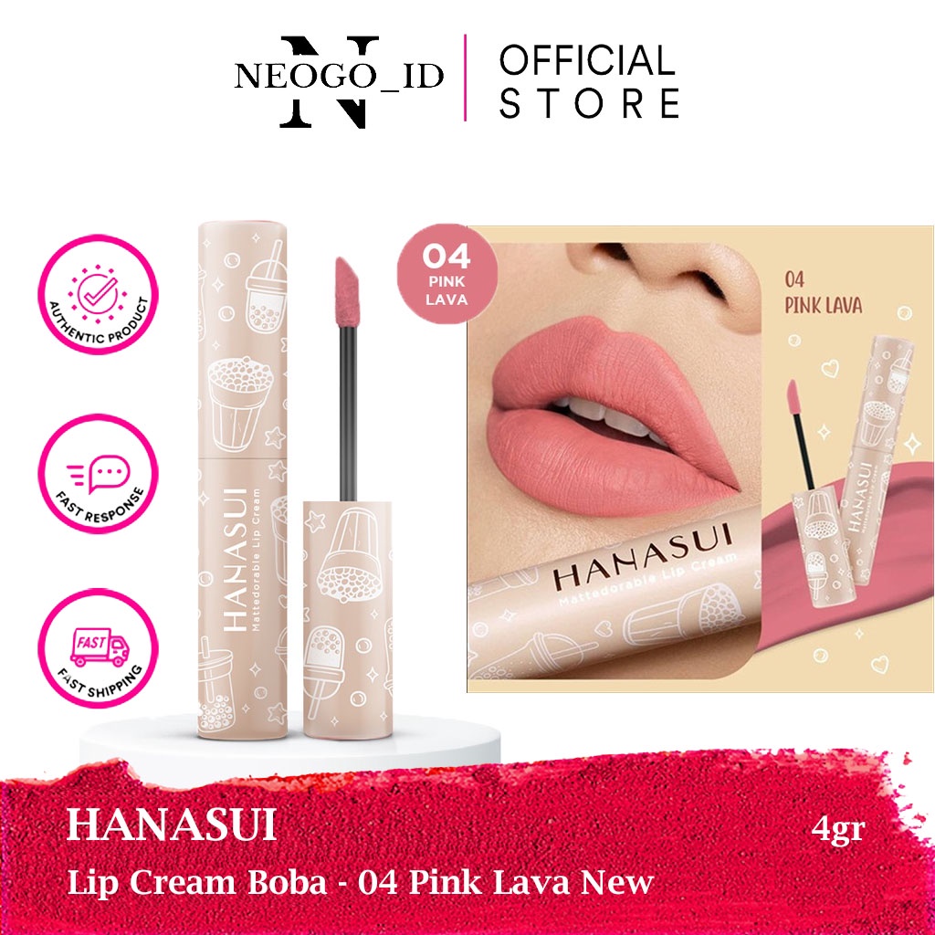 Jual Hanasui Mattedorable Lip Cream Boba Edition-04 Pink Lava New Ori ...
