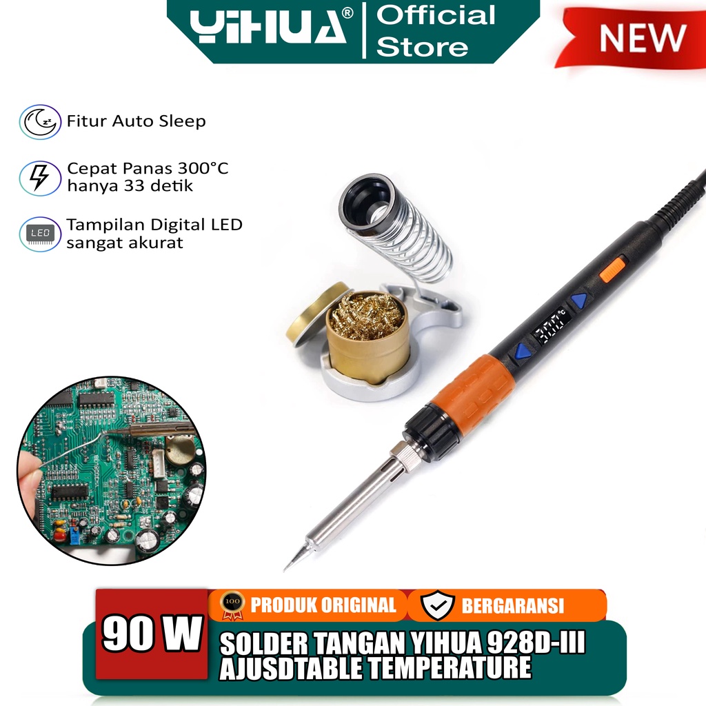 Jual Yihua 928D-III Solder Tangan 90W Soldering Iron Digital Temperature Adjustment Suhu ON ...