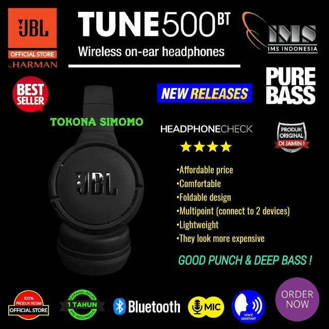 Jual JBL T500BT / T 500 BT / TUNE 500BT (Successor T450BT) | Shopee ...