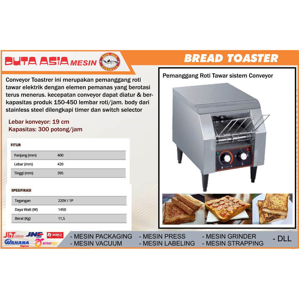 Jual MESIN PEMANGGANG ROTI TAWAR SISTEM PEMANAS CONVEYOR. KAPASITAS ...