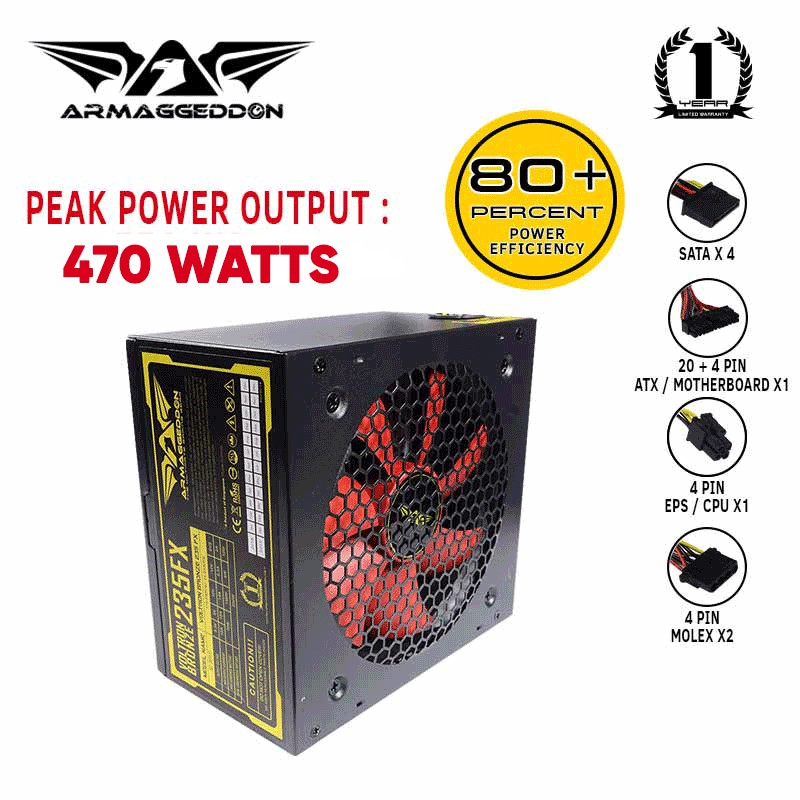 Jual Armaggeddon Power Supply / PSU Voltron 235FX [Max Power 470watt] [ No RGB Light ...