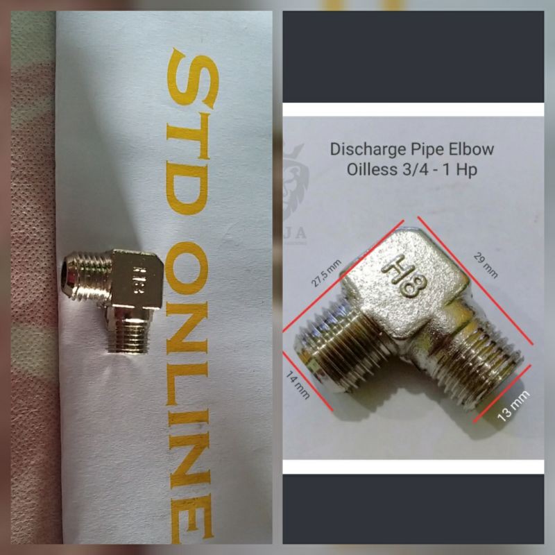 Jual Elbow untuk discharge pipe kompresor oilles 3/4hp -1hp elbo oilles ...