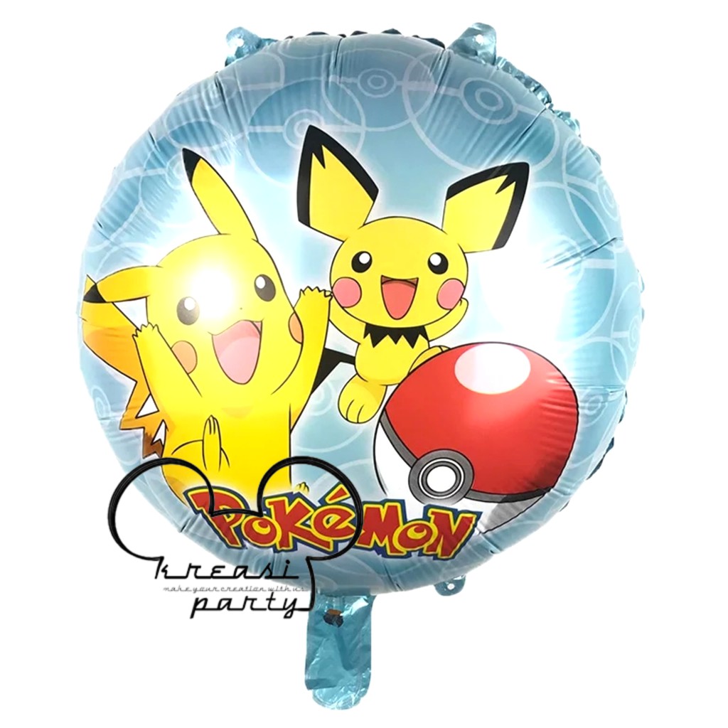 Balon Bulat Pokemon Biru / Balon Pikachu / Balon Pokemon / Balon Foil ...