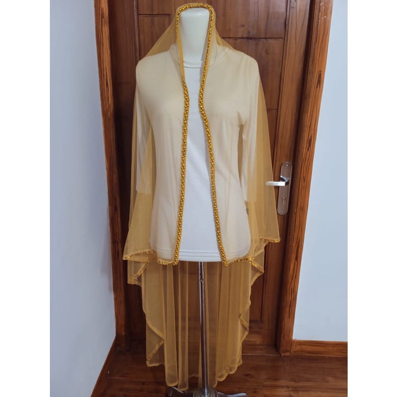 Jual slayer veil pengantin KUNING MAS GOLD hijab pengantin mutiara ...