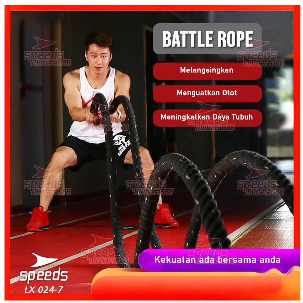 Jual SPEEDS Battle Rope Tali Gym 15 Meter Free Pengikat Dan Baut ...