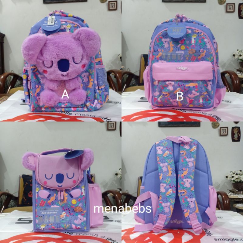 Jual Smiggle Backpack Junior Animalia Purple Koala original | Shopee ...